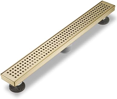 Sharp-tec 28 inch Linear Shower Drain, Gold Rectangular Floor Drain, V ...