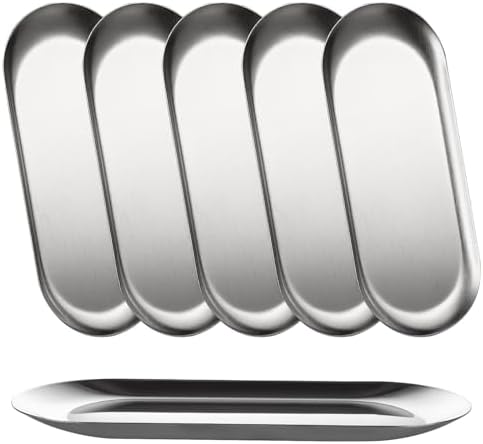 Amazon.com | AKOLAFE 6PCS Stainless Steel Serving Tray Set Small Metal ...