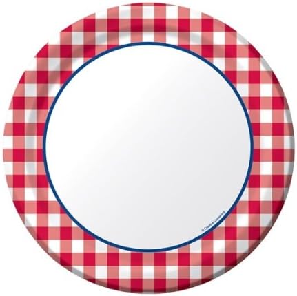 Amazon.com: Red Gingham Fun 7" Paper Plates - 8 Ct : Health & Household