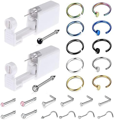 Amazon.com: HYJLPAF Nose Piercing Kit - 3 Pack Self Nose Piercing Gun ...