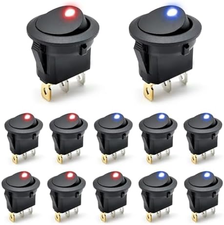 Amazon.com: Sodcay 12 PCS Car Round Rocker Toggle Awitch, 12V/20A Three ...