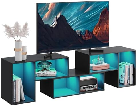 Amazon.com: WLIVE TV Stand, Modern Deformable Television Stand with LED ...