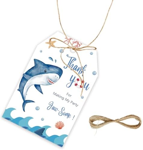 Amazon.com : 50pcs Shark Thank You Tags, Shark Gift Tag with String for ...
