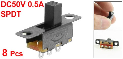 Mini Slide Switch 50V 0.5A 8-Pack SPDT - Vertical Panel Mount With 3 ...