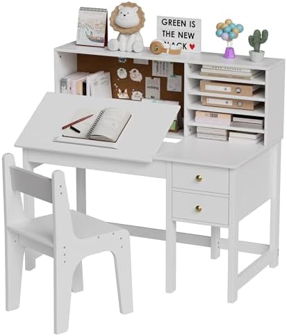 Amazon.com: PakaLife Kids Study Desk and Chair Set,ChildrenTable with 3 ...