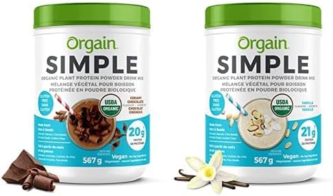 Orgain Simple Organic Plant Protein Powder, Chocolate & Vanilla, Vegan ...