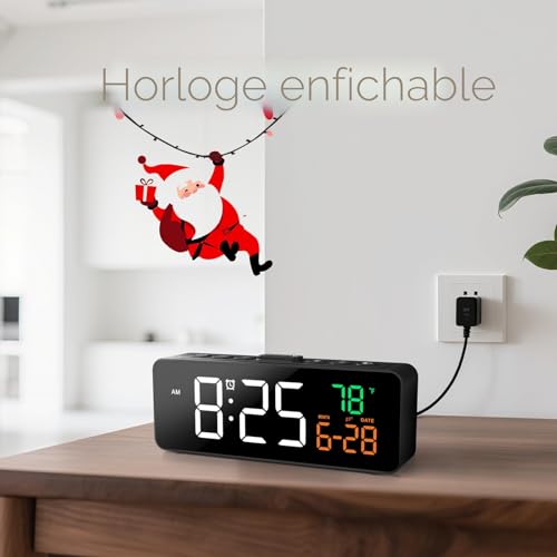 Netzu Horloge numérique 3 en 1 pour salon avec affichage de la ...