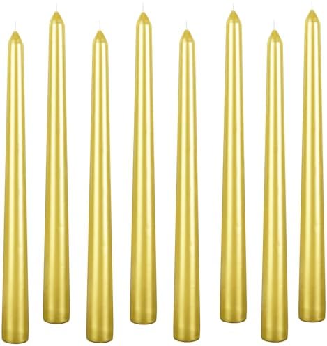 Amazon.com: Kemladio 8 pcs 10 inch Gold Taper Candles,Burning Unscented ...