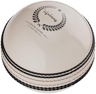 Lifelong Cricket Leather Ball | 4-Piece Hand-Stitched | Genuine Leather ...