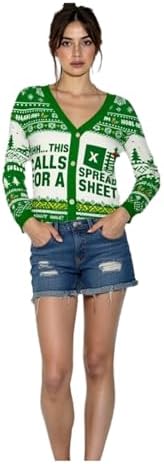 Excel Ugly Christmas Sweater Cardigan Men Women Button Funny Xmas ...