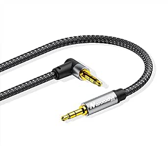 Nanxudyj aux Cord, 3.5mm Stereo Audio Cable 1ft, 90 Degree Short Aux ...
