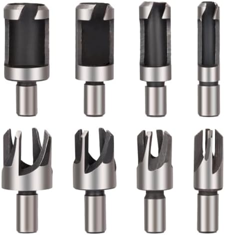 8 PC WOOD PLUG CUTTER CUTTING TOOL DRILL BIT SET STRAIGHT AND TAPERED ...