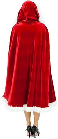 Amazon.com: CALLARON Roleplay Costume Santa Cloak Hooded Cloak Mrs ...