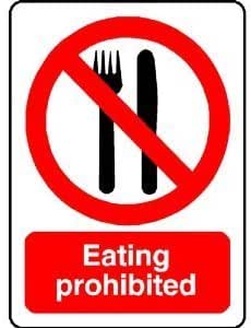 P1574 EATING PROHIBITED WARNING SAFETY SIGN POSTER PRINT : Amazon.co.uk ...