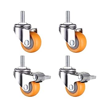 Caster Wheels Set 360 Degree Swivel Orange Caster Wheel 1/1.25/1.5/2 ...