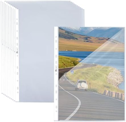 Agoer 50 PCS Punched Pockets A4,160 Micron Heavy Duty Poly Pockets A4 ...