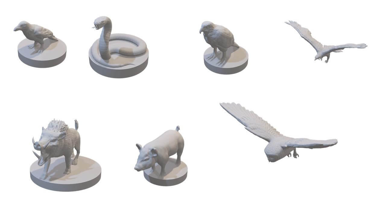 Amazon.com: Set of 7 Druid Wild Shape Animal Miniatures for DND ...