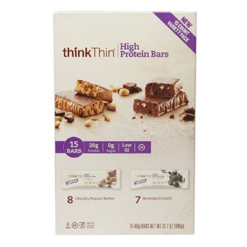 Amazon.com: thinkThin High Protein Bars Variety Pack, Chunky Peanut ...