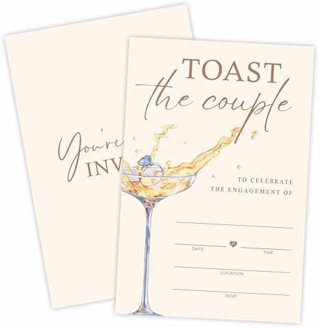 Amazon.com : Engagement Party Invitations With Envelopes - Toast The ...