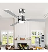 AHAWILL Ceiling Fan with Light, 15.7" Flush Mount Ceiling Fan, Dimmable ...