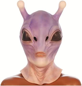 Amazon.com: Generic Realistic Alien Mask With Horn,Creepy Halloween ...