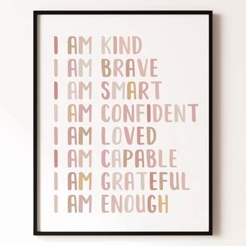 Amazon.com: I Am Kind I Am Brave I Am Smart Affirmations Inspirational ...