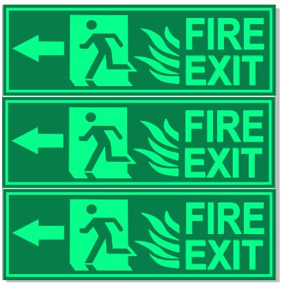 HSE INDIA SERVICES Fire Exit with Man sign Left Redium. Each one sioze ...