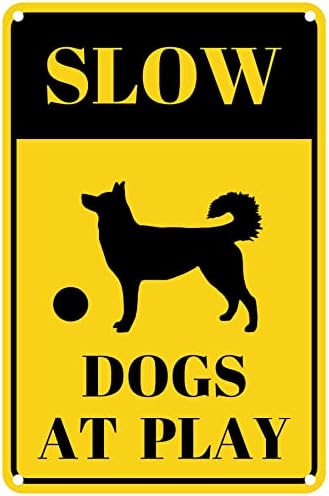 Amazon.com : Slow Dogs at Play Signs Metal Reflective Rust Aluminum ...