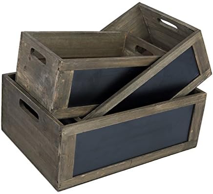 Amazon.com: Set of 3 Nesting Wooden Crates, Rustic Wooden Storage ...