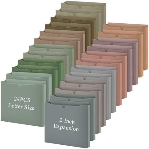 Amazon.com : Fainne 24 Pcs Expanding Pocket File Folder Jackets Letter ...