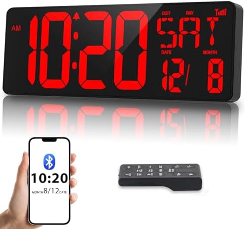 Large Digital LED Clock – Giant 8 Numeral Red LED Wall Clock with ...