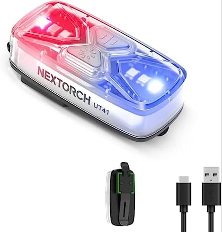 Nextorch Police Light Rechargeable Helmet Light LED, Clip on Red Blue ...