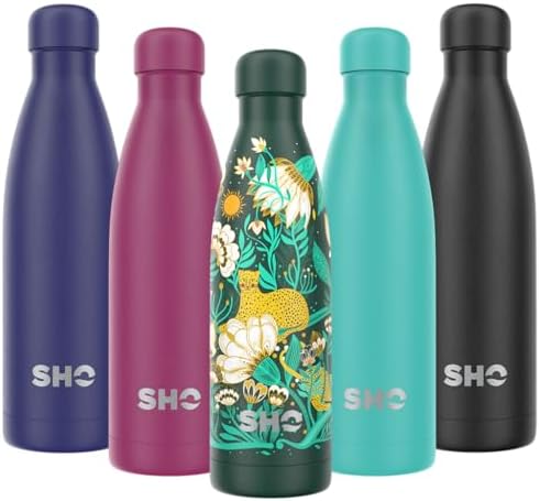 SHO Stainless Steel Water Bottle with Straw and Screw Lid - Leakproof ...