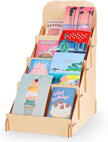 Amazon.com : Crowye Wooden 6 Tier Greeting Card Display Stand - Card ...