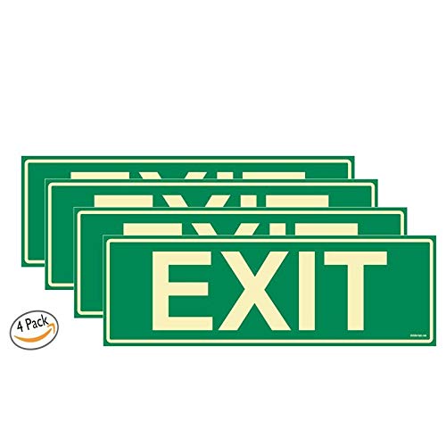 Clickforsign Glow In the Dark Exit Sign Board - Pack of 4 : Amazon.in ...