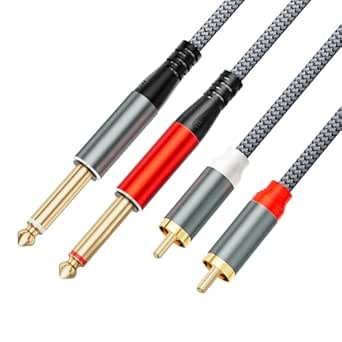 Amazon.com: JOMLEY RCA to 1/4 Cable 3.3ft, Gold-Plated Dual RCA Male to ...