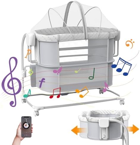 Amazon.com: VaVaSoo Rocking Bassinet for Baby Electric Bassinet Bedside ...