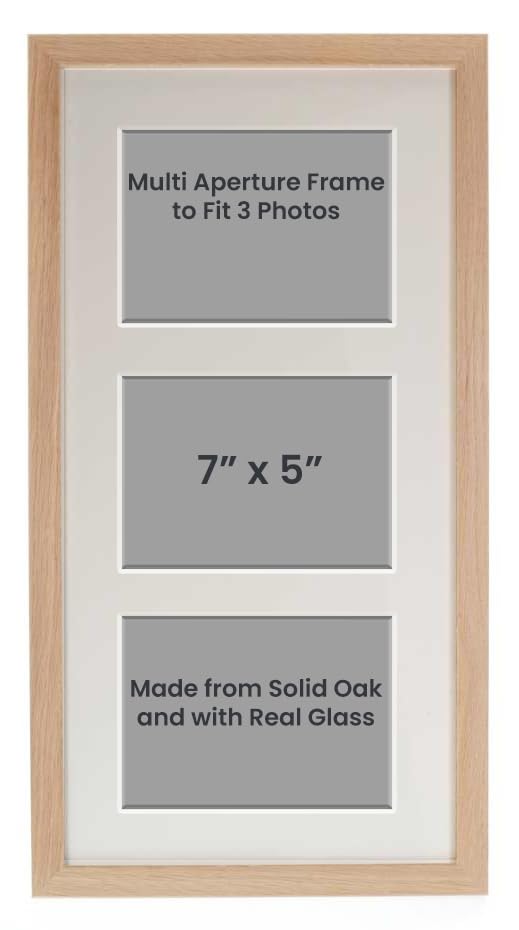 Wall Space Multi Photo Picture Frames - Solid Oak Multiple Photos 7x5 ...