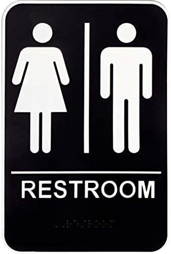 Hillman 844149 Unisex Restroom Sign with Braille 6" x 9", White ...