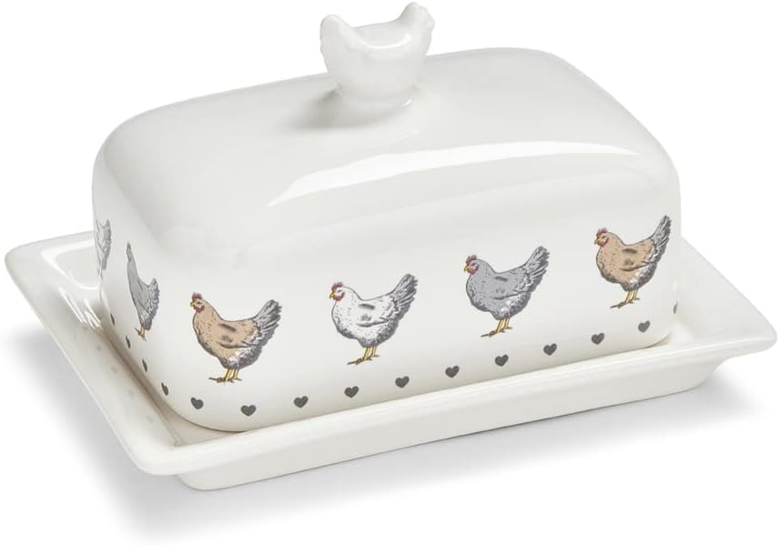 Cooksmart British Designed Ceramic Butter Dish with Lid | Large Butter ...