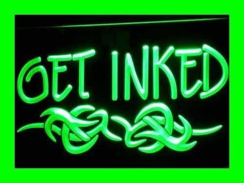 Amazon.com : GET INKED Tattoo Piercing Shop LED Sign Neon Light Sign ...