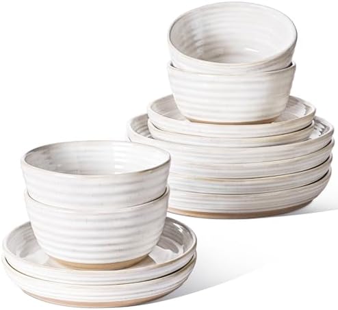 Amazon.com | LE TAUCI Dinnerware Sets 12 PCS, Ceramic Plates and Bowls ...