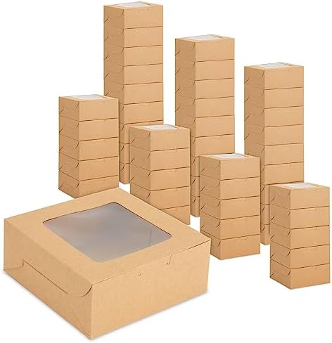 Amazon.com: Juvale 50 Pack 6x6 Dessert Boxes with Window, Bulk Bakery Containers for Cookies ...