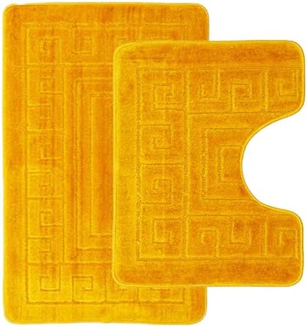 Ambience Products Bath And Toilet Mat Set New Greek Rug Style 2 Piece ...