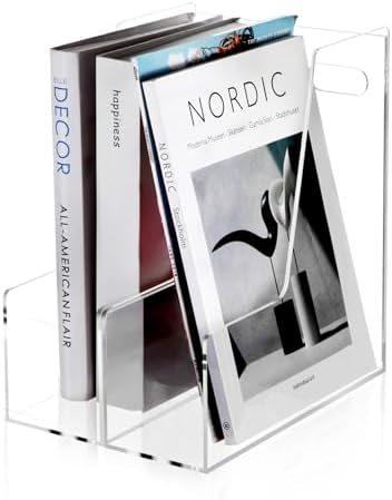 Amazon.com: 2 Pack Clear Acrylic Magazine File Holder, Single Slim ...