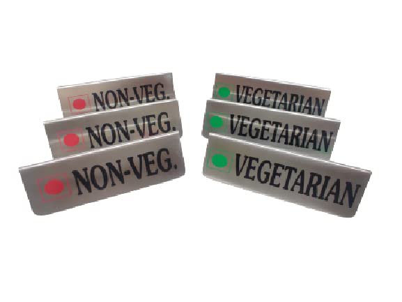 Dynore Stainless Steel Vegetarian & Non-Vegetarian Table/Food Sign ...