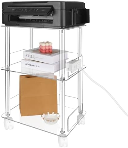 Amazon.com: Cutora Acrylic Printer Stand 3 Tier Rolling Printer Cart ...