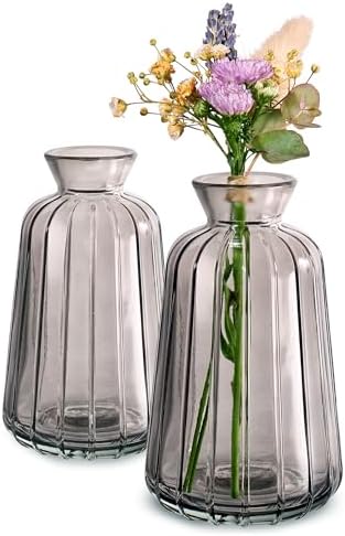Amazon.de: Kleine Glasvasen - 12er Set - Vintage Charme - Runde Minivasen - Spülmaschinenfest ...