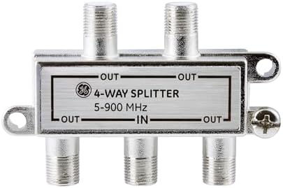Amazon.com: GE 4-Way Coaxial Cable Splitter, 5-900 MHZ Range, RG59 RG6 ...