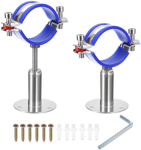 sourcing map 2Pcs Stainless Steel Pipe Supports Wall Mount Ceiling ...